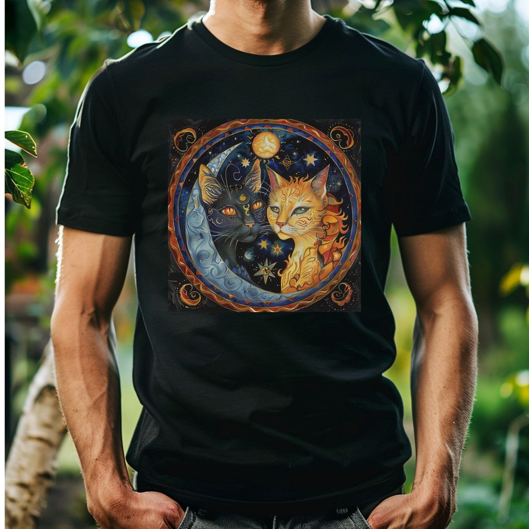 Sun and Moon Cat Shirt, Solar and Lunar Cat Tee, Celestial Cat Graphic Tee, Cat Graphic Tee, Cat ...