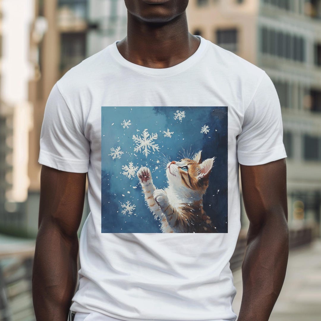 Cat Pawing Through Snowflakes Shirt, Cats, Snowflake, Christmas Gifts ...