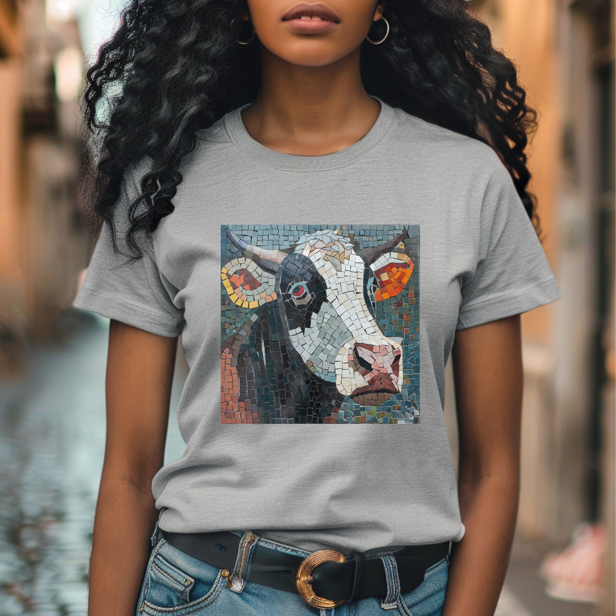 Cow Moosaic Art Shirt, Cow Lover, Animals, Cow Art Painting Design, Cow ...