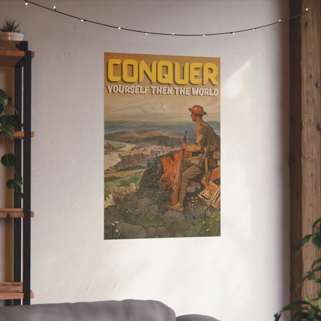 CONQUER - Motivational Digital Download, Vintage Style Digital Art ...