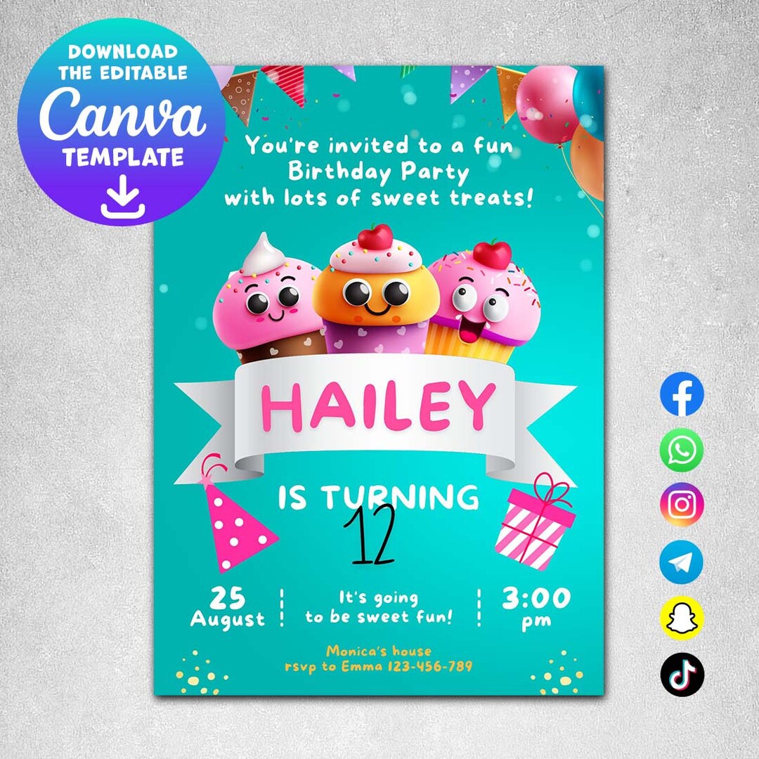 Editable Sweets Cake Invitation, Sweet Candy Birthday Invitation, Sweet ...