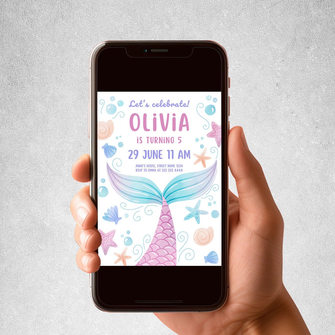 Sparkling Mermaid Birthday Party Invitation Underwater Theme Invite ...