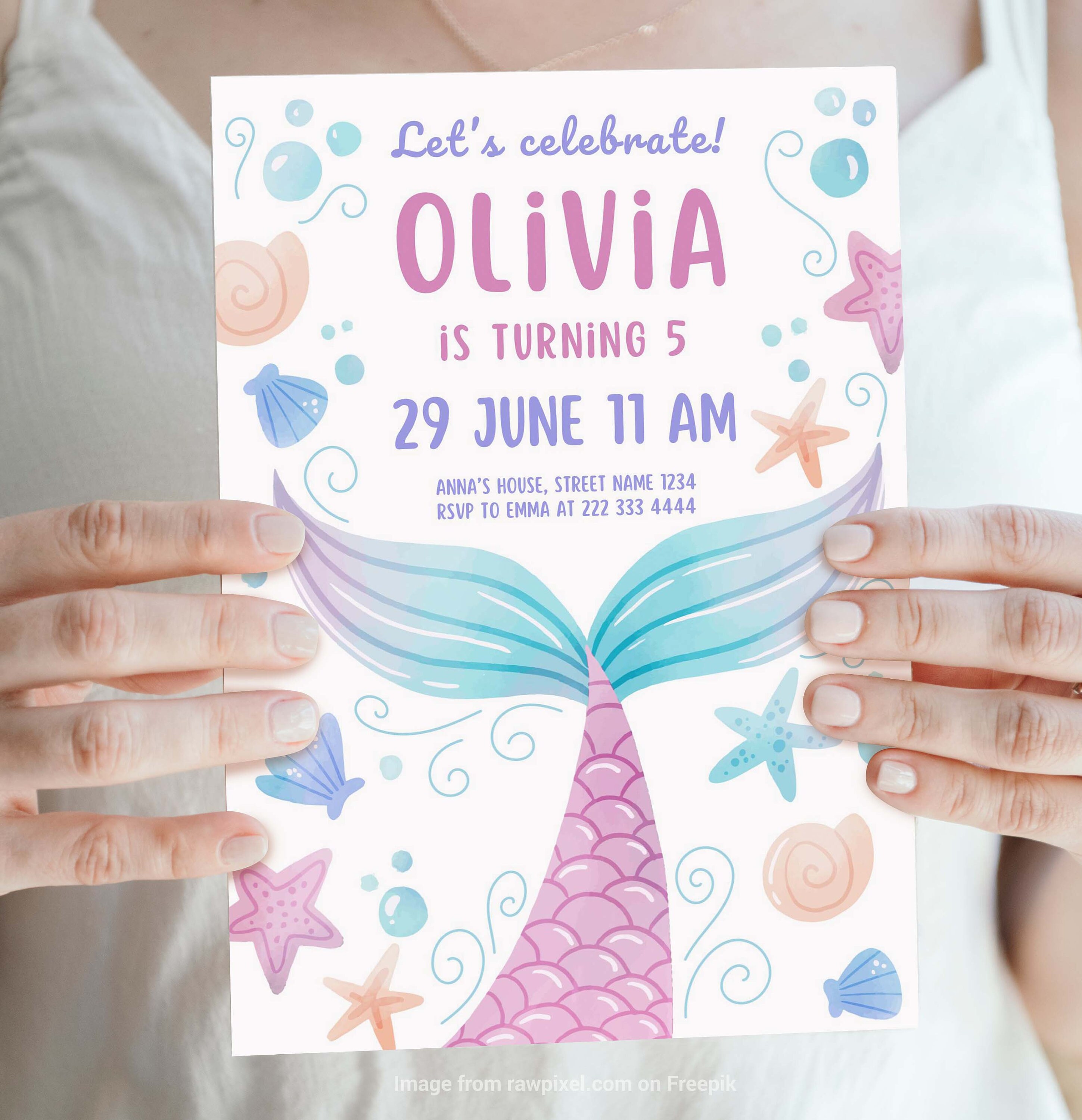 Sparkling Mermaid Birthday Party Invitation Underwater Theme Invite ...