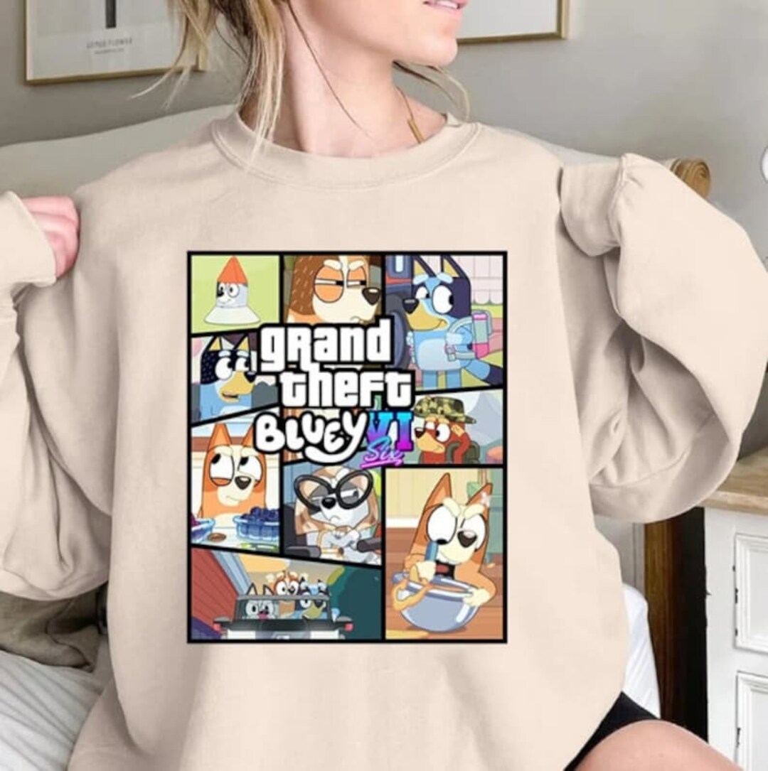 Bluey GTA 6 Game Shirt Bluey Family Shirt Bluey Cartoon Shirt Bluey ...