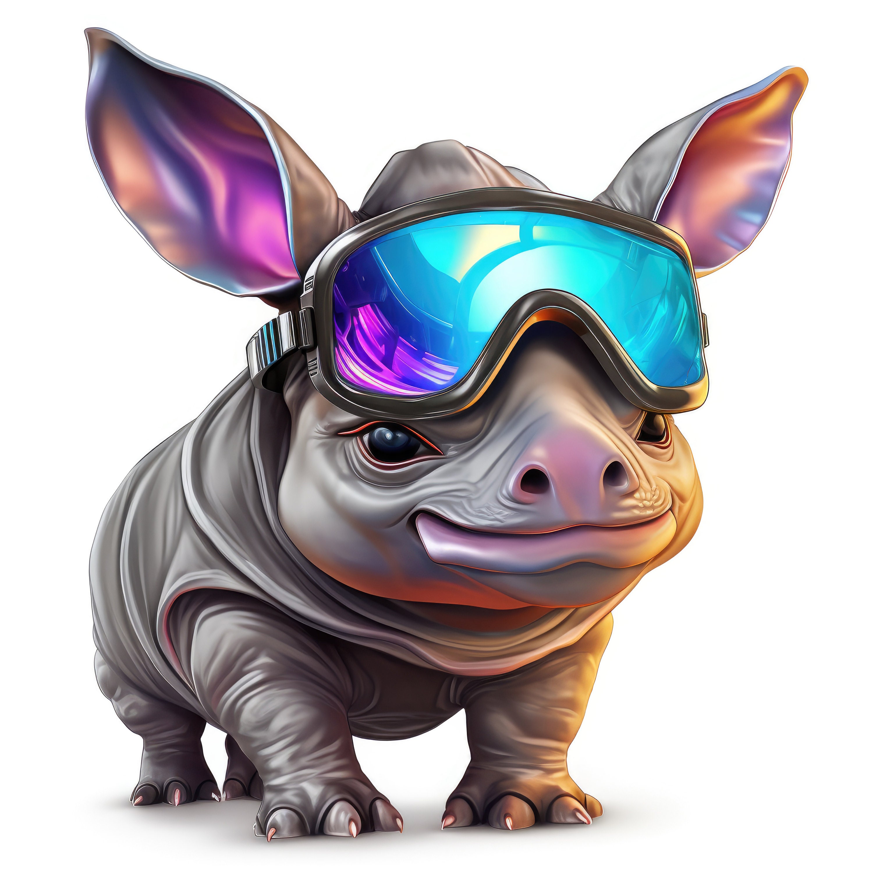 Cute Rhinoceros Clipart Set Bundle, 10 High-quality Images, Apparel ...