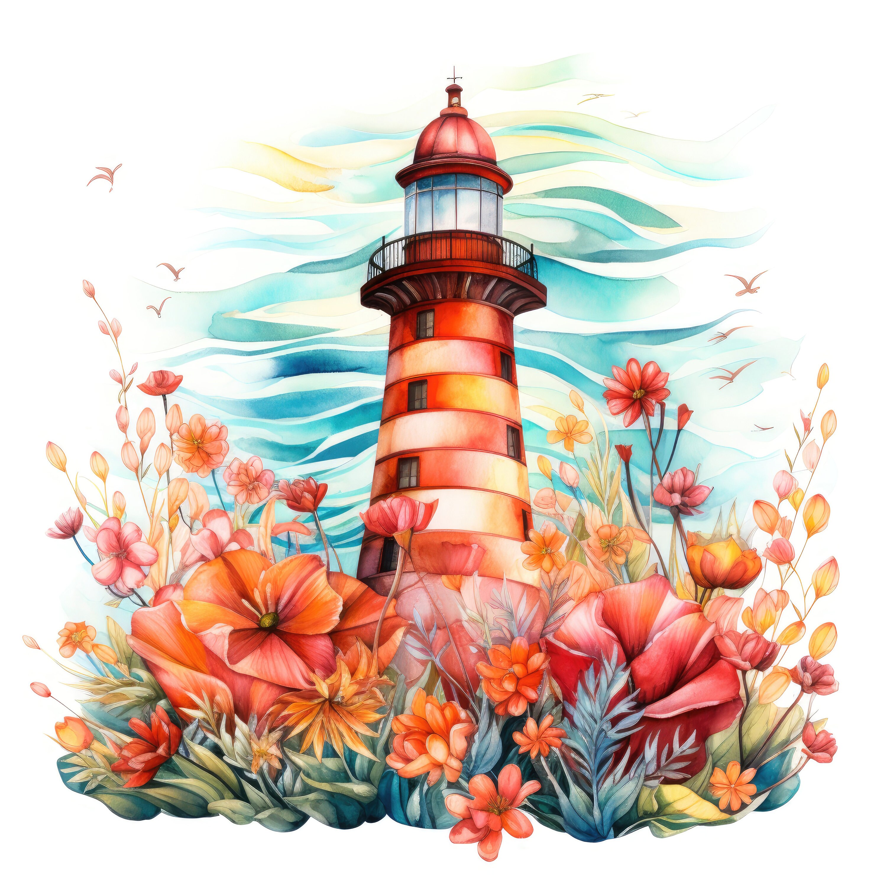 Cute Lighthouse Clipart Set Bundle, 10 High-quality Images, Apparel ...