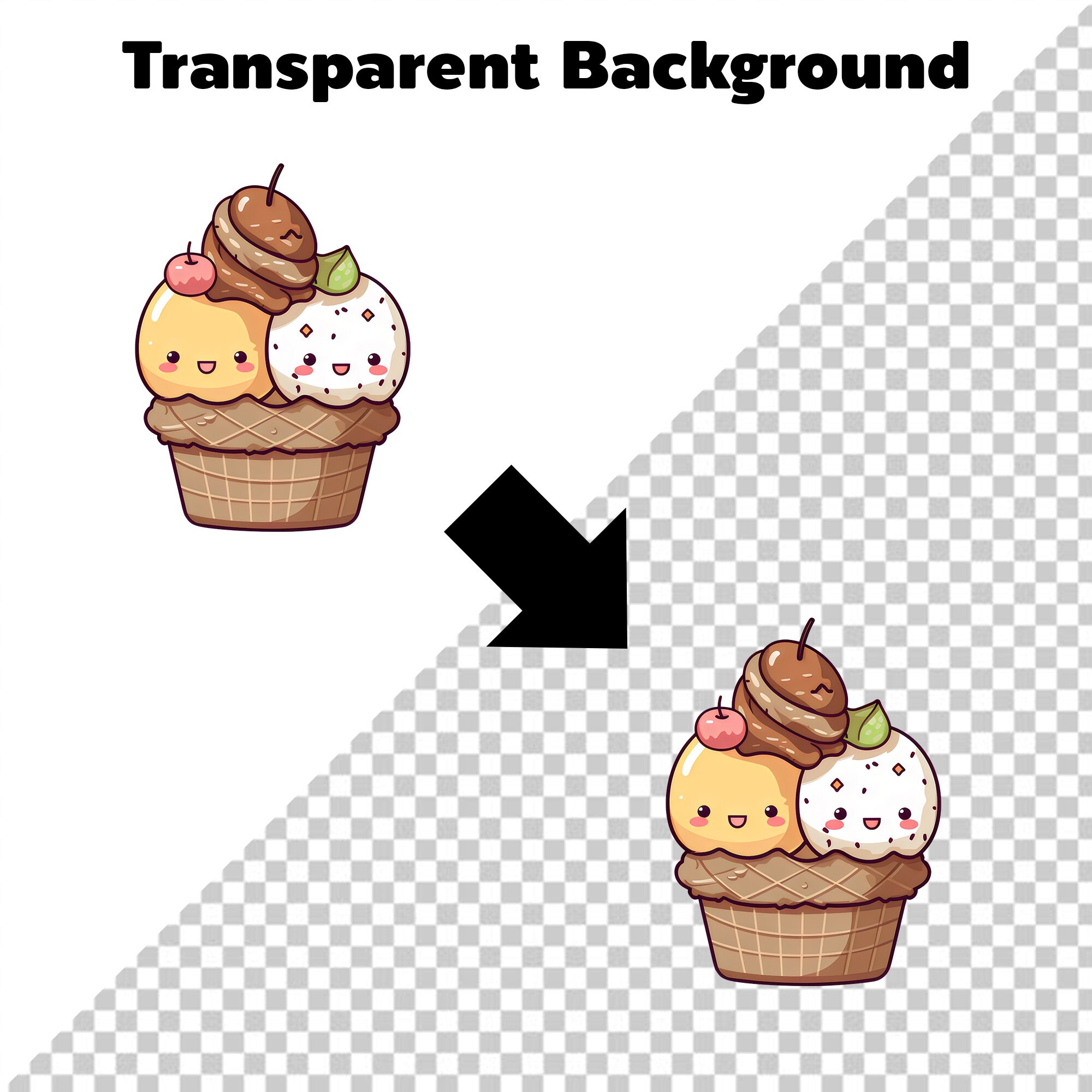 49 Cute Ice Cream Clipart Bundle Set PNG, Transparent, Valentine ...