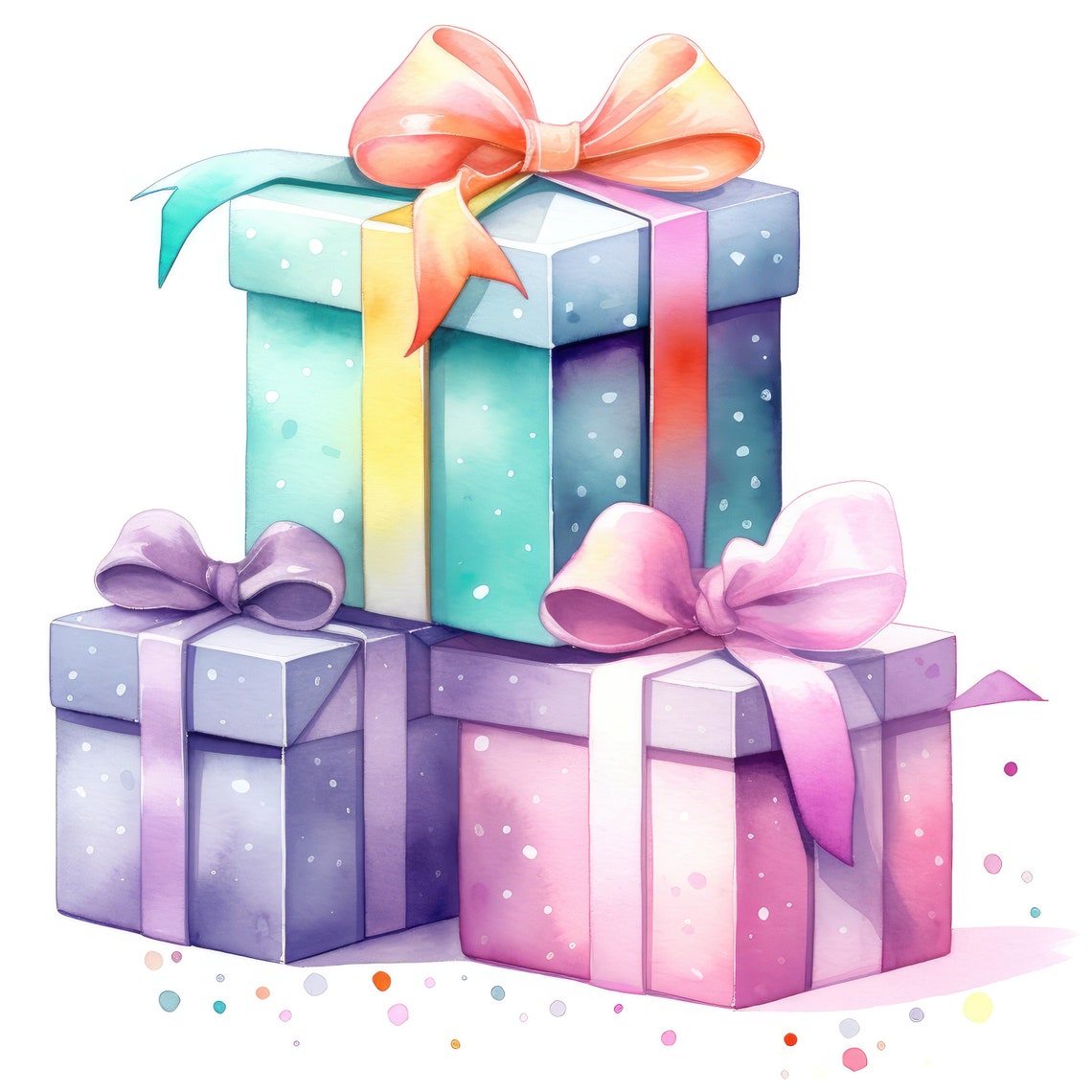 Cute Pastel Gifts Clipart Set Bundle, 10 High-quality Images, Apparel ...