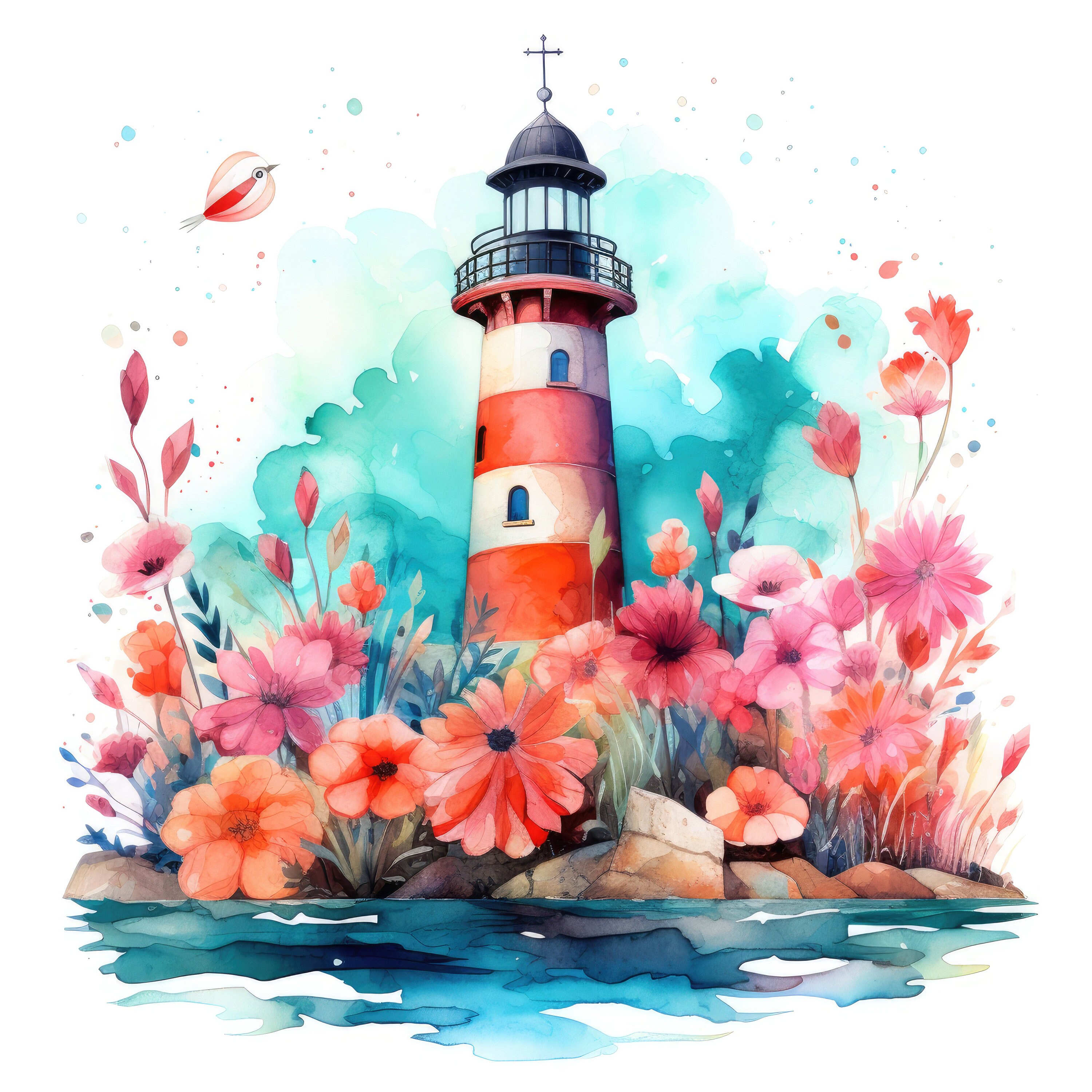 Cute Lighthouse Clipart Set Bundle, 10 High-quality Images, Apparel ...