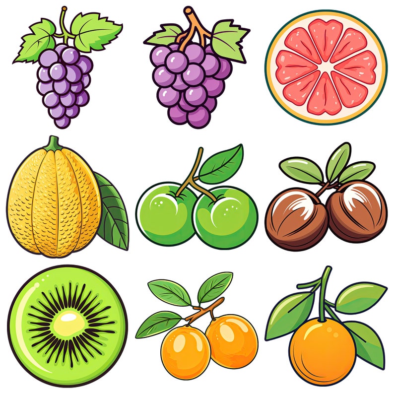 52 Fruit Clipart Bundle Set PNG, Transparent, Digital, Printable ...