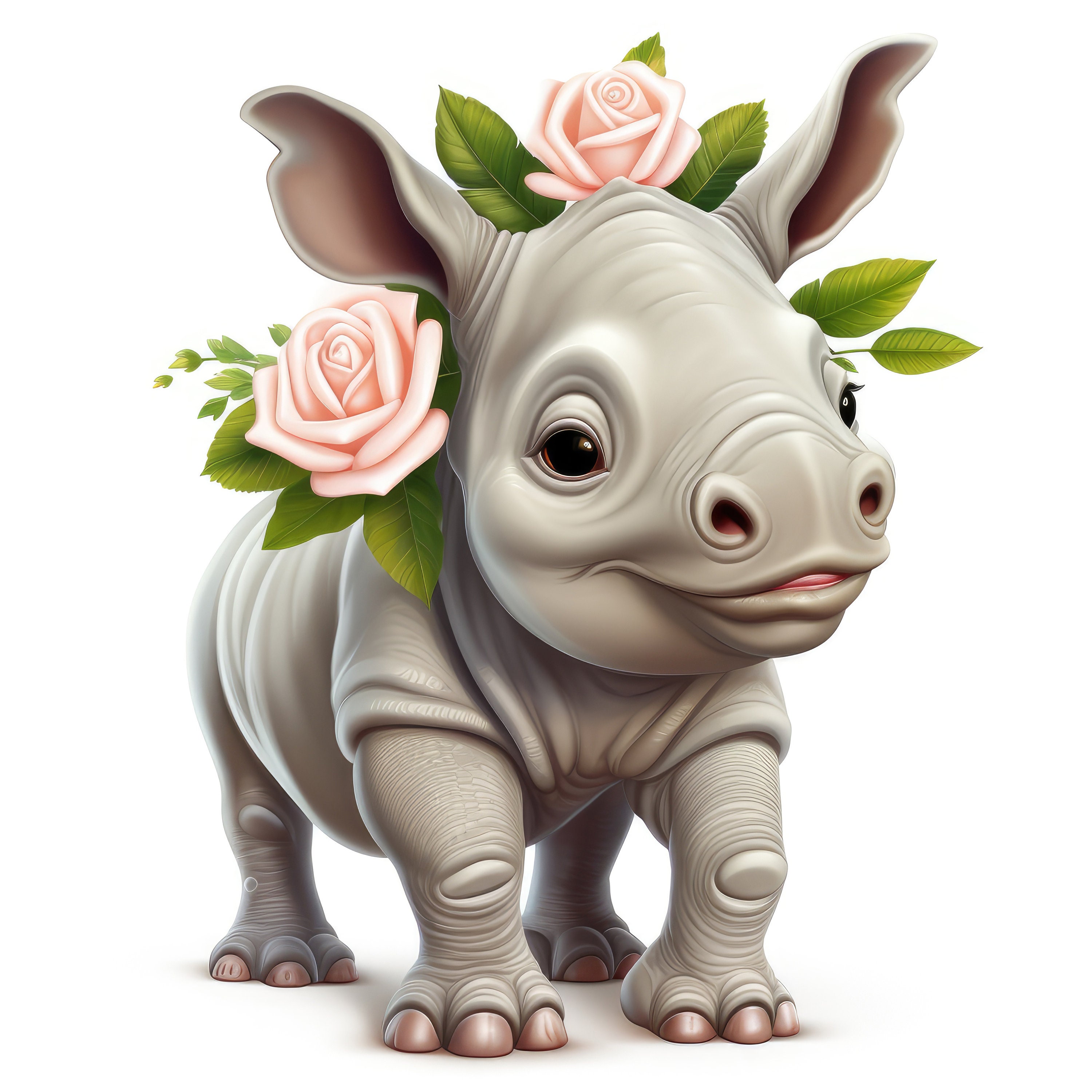 Cute Rhinoceros Clipart Set Bundle, 10 High-quality Images, Apparel ...