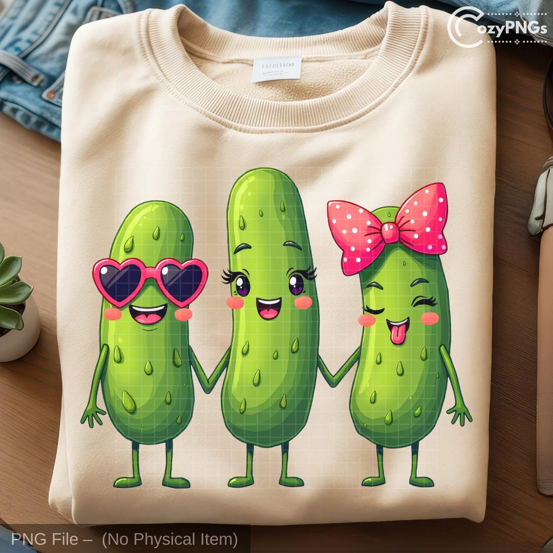 Cute Pickle Trio PNG | Pickle Girls Pickles Sunglasses Bows | Pickle ...