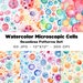 60 Watercolor Microscopic Cells Seamless Bundle Digital, Printable ...