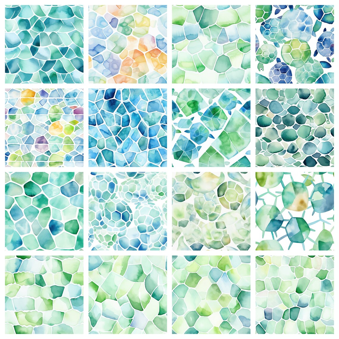 59 Watercolor Turtle Shell Seamless Pattern Bundle Digital, Printable ...