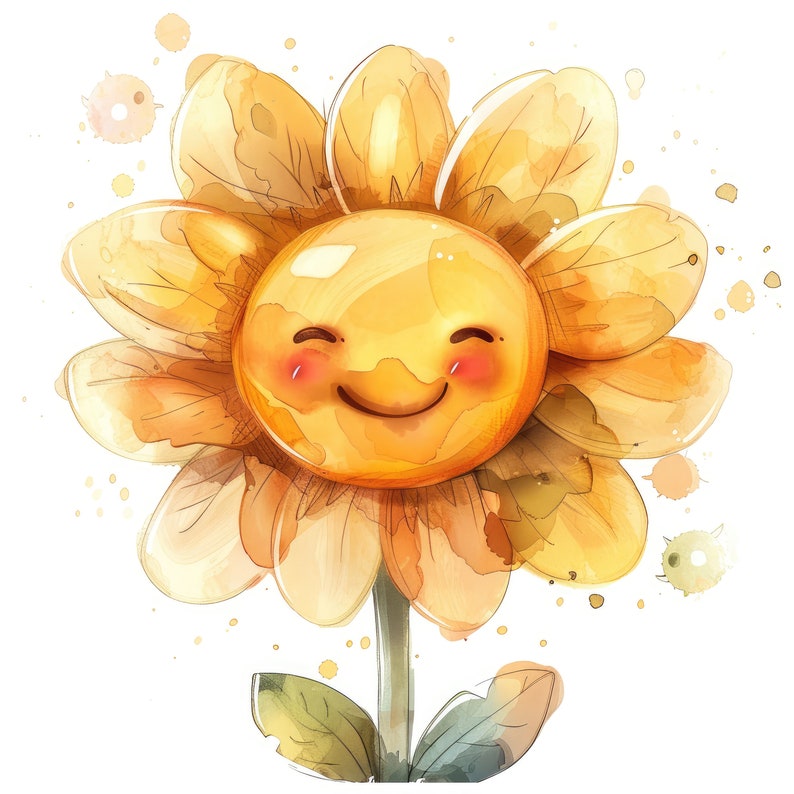 Cute Smiling Sunflower Clipart Bundle, 10 High-quality Images, Apparel ...