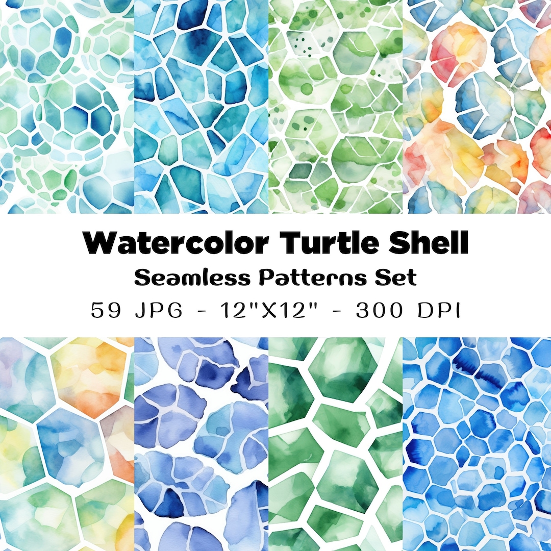 59 Watercolor Turtle Shell Seamless Pattern Bundle - Digital, Printable ...