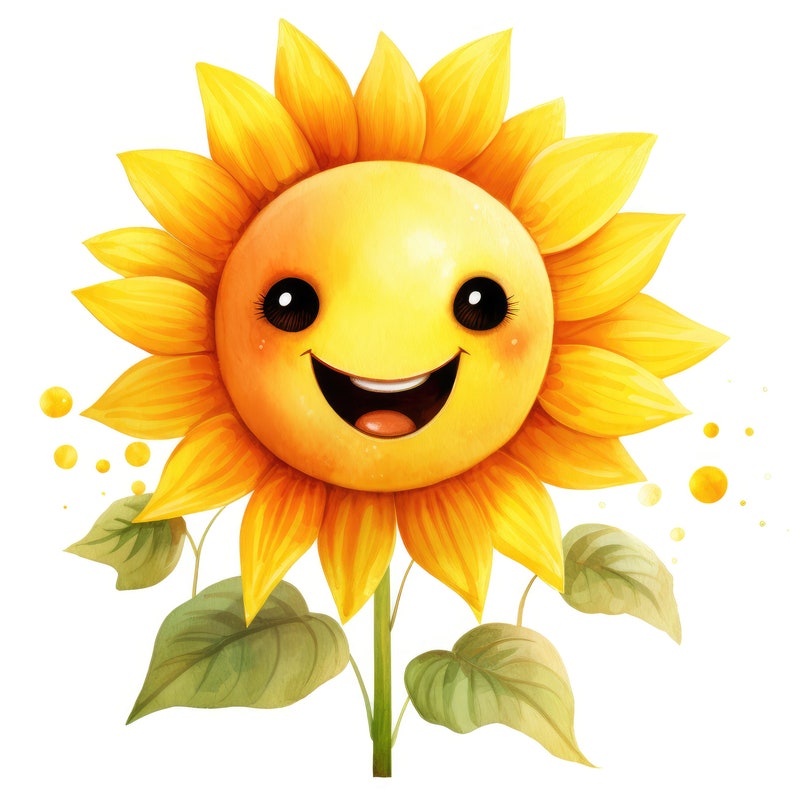 Cute Smiling Sunflower Clipart Bundle, 10 High-quality Images, Apparel ...