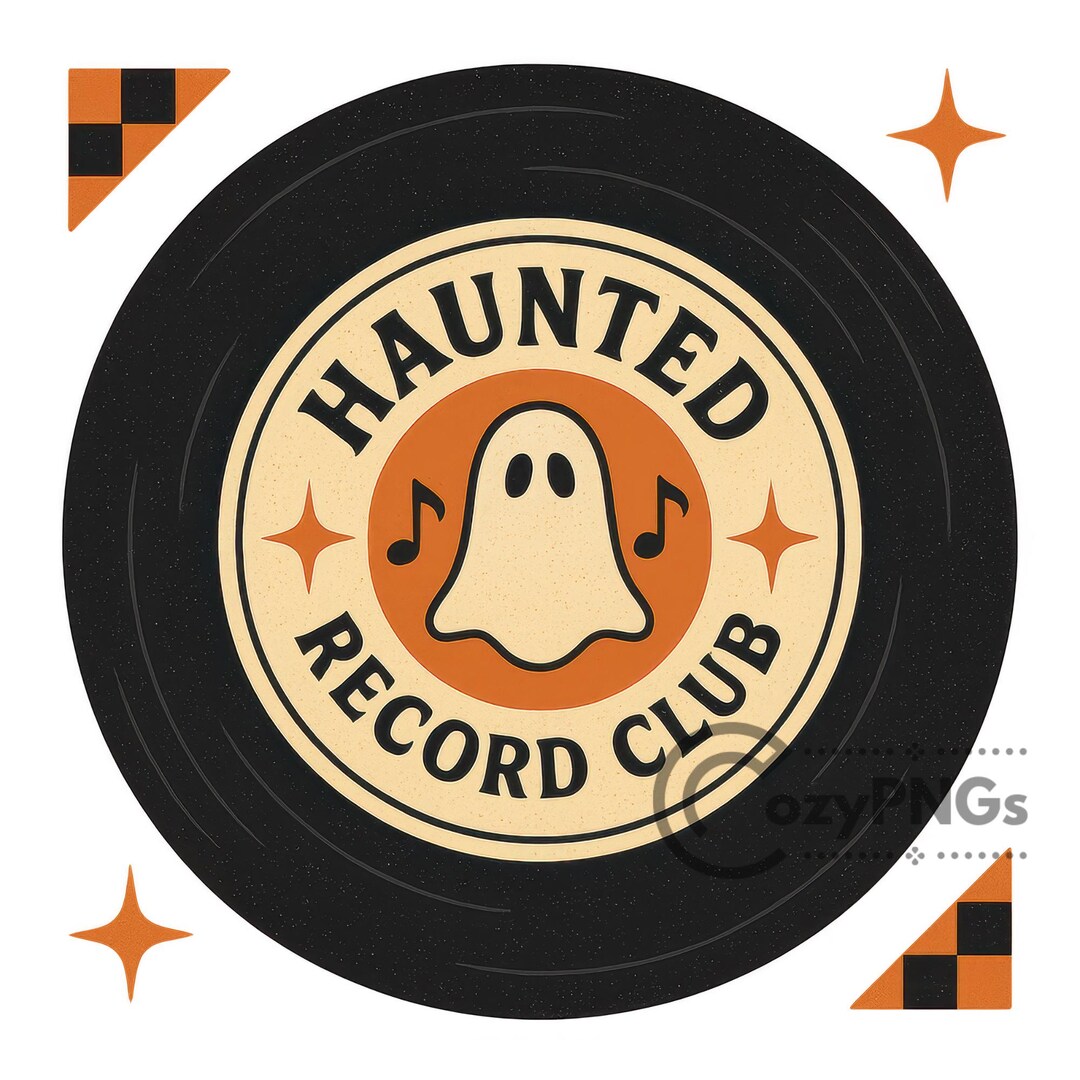 Retro Ghost Vinyl Record PNG: Haunted Record Club Clipart (digital ...