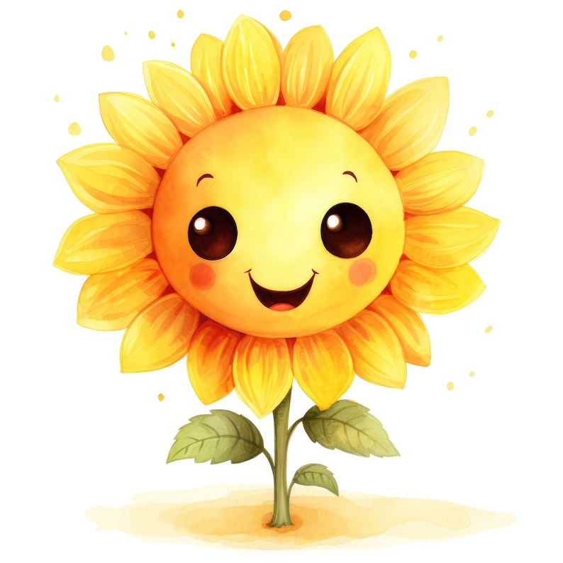 Cute Smiling Sunflower Clipart Bundle, 10 High-quality Images, Apparel ...