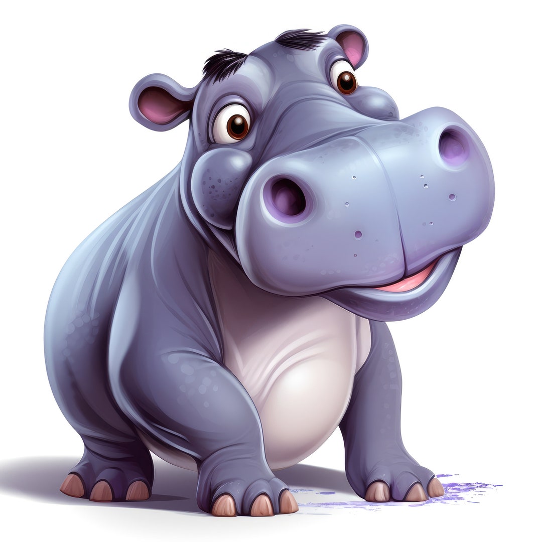 Cute Hippopotamus Clipart Set Bundle, 10 High-quality Images, Apparel ...