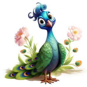 Cute Peacock Clipart Set Bundle, 10 High-quality Images, Apparel, Paper ...