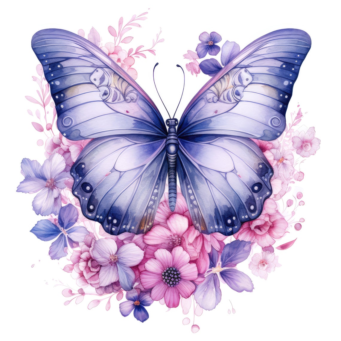 Cute Lovely Butterfly With Flowers Clipart Bundle, 10 High-quality ...