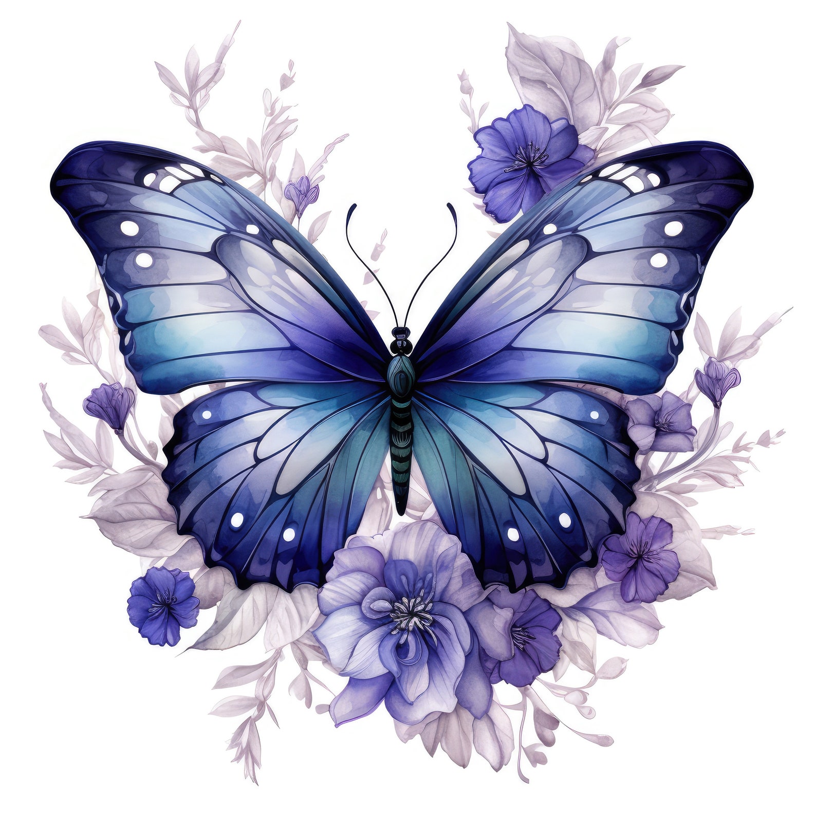 Cute Lovely Butterfly With Flowers Clipart Bundle, 10 High-quality ...