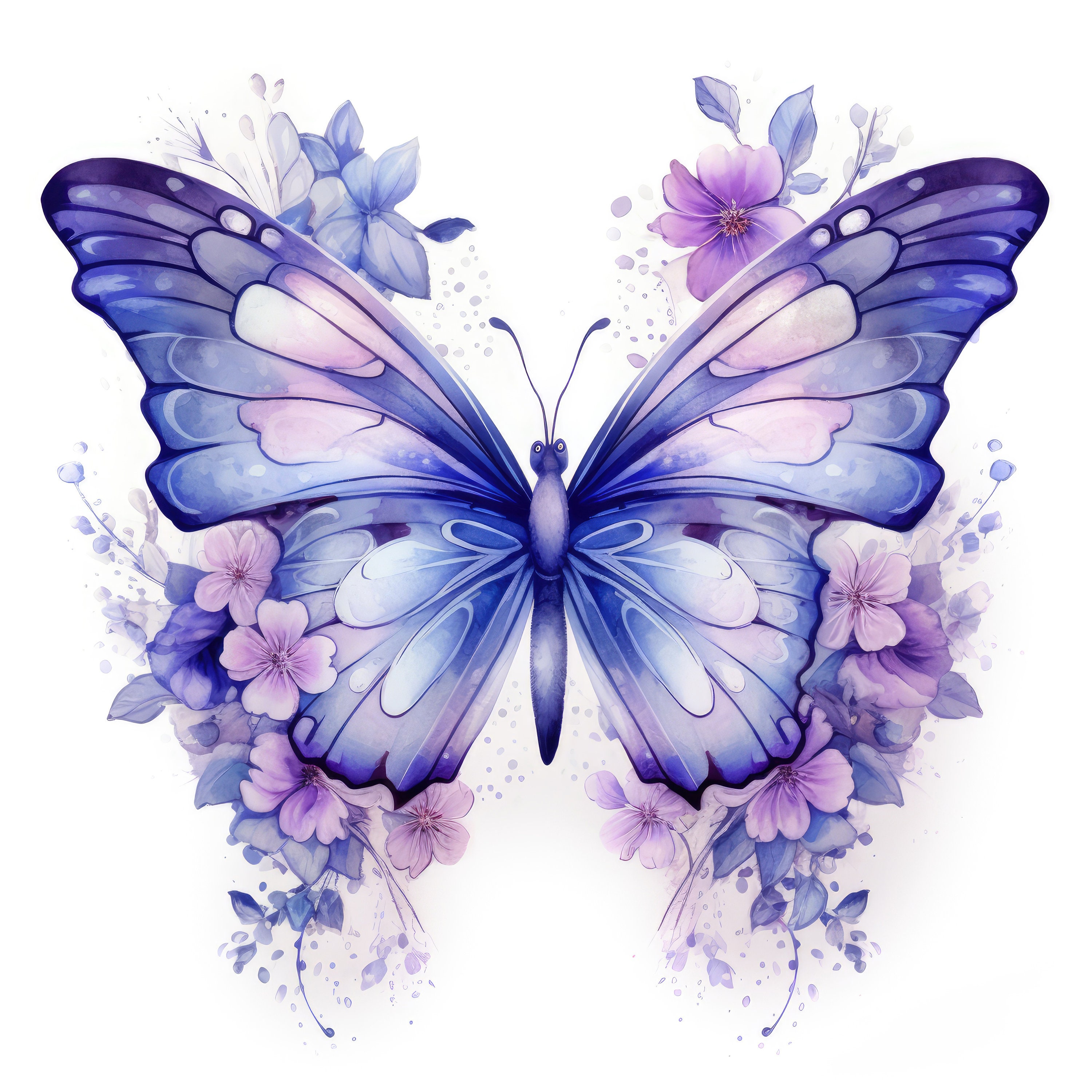 Cute Lovely Butterfly With Flowers Clipart Bundle, 20 High-quality ...