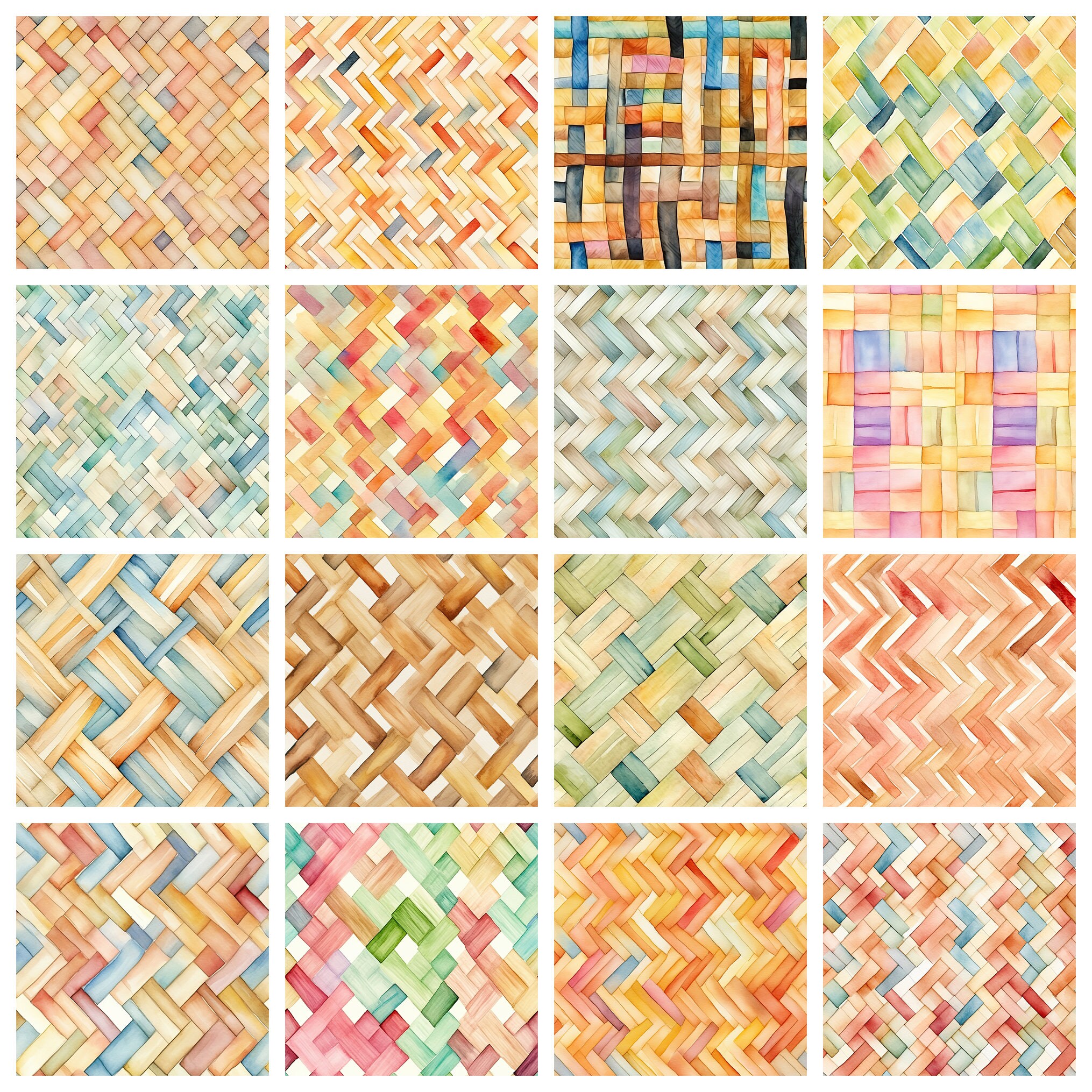 73 Watercolor Rattan Weave Seamless Pattern Bundle - Printable ...