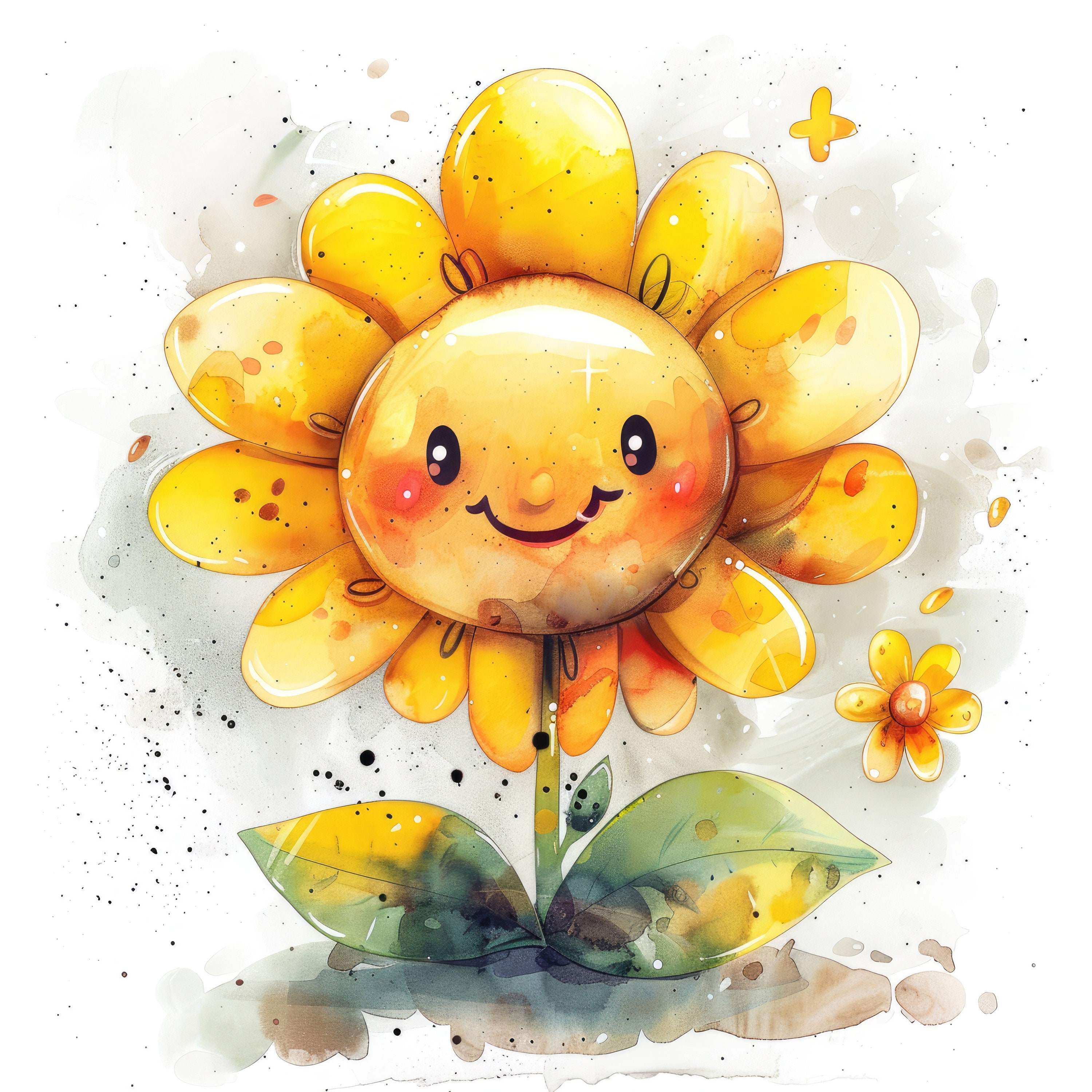 Cute Smiling Sunflower Clipart Bundle, 10 High-quality Images, Apparel ...