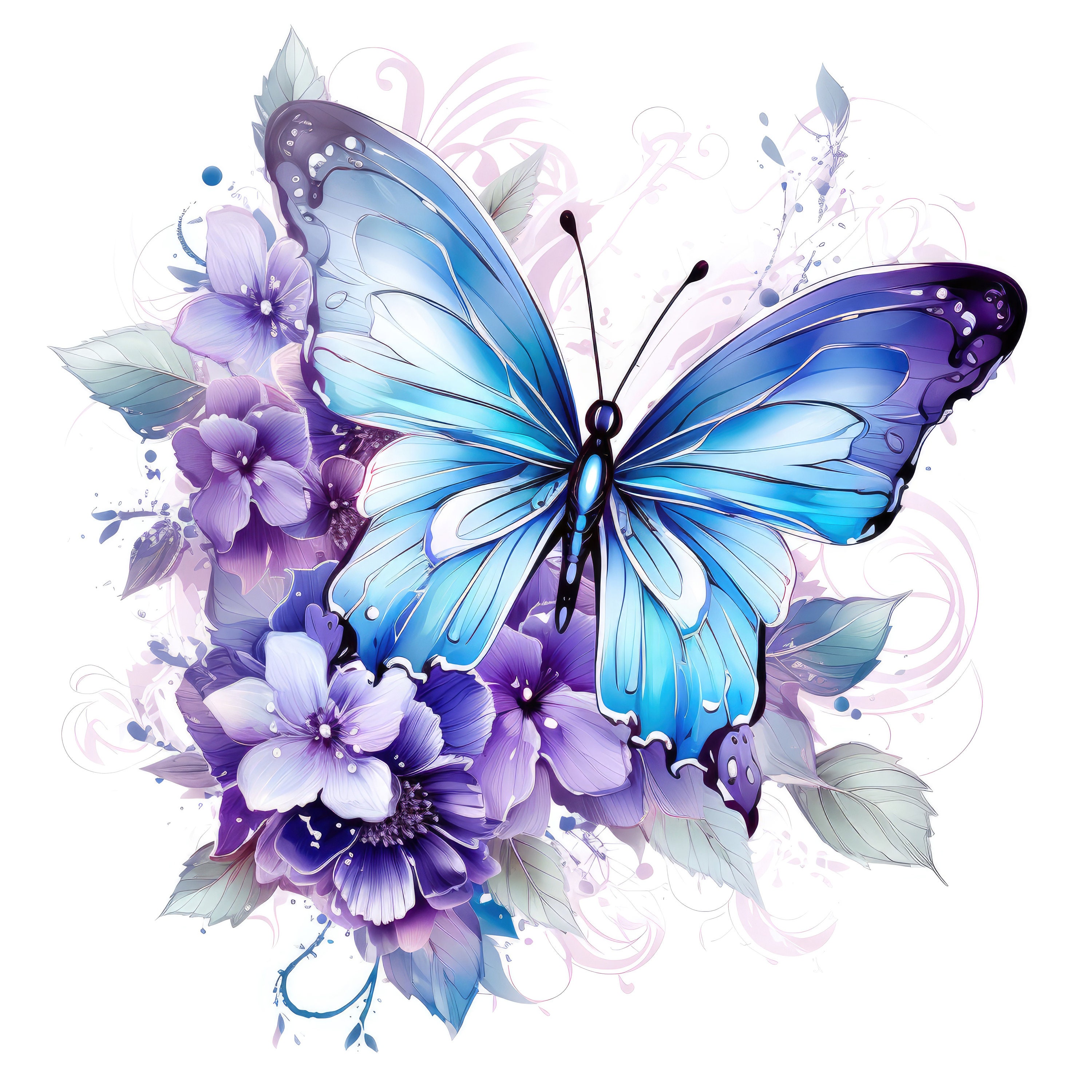 Cute Lovely Butterfly With Flowers Clipart Bundle, 10 High-quality ...