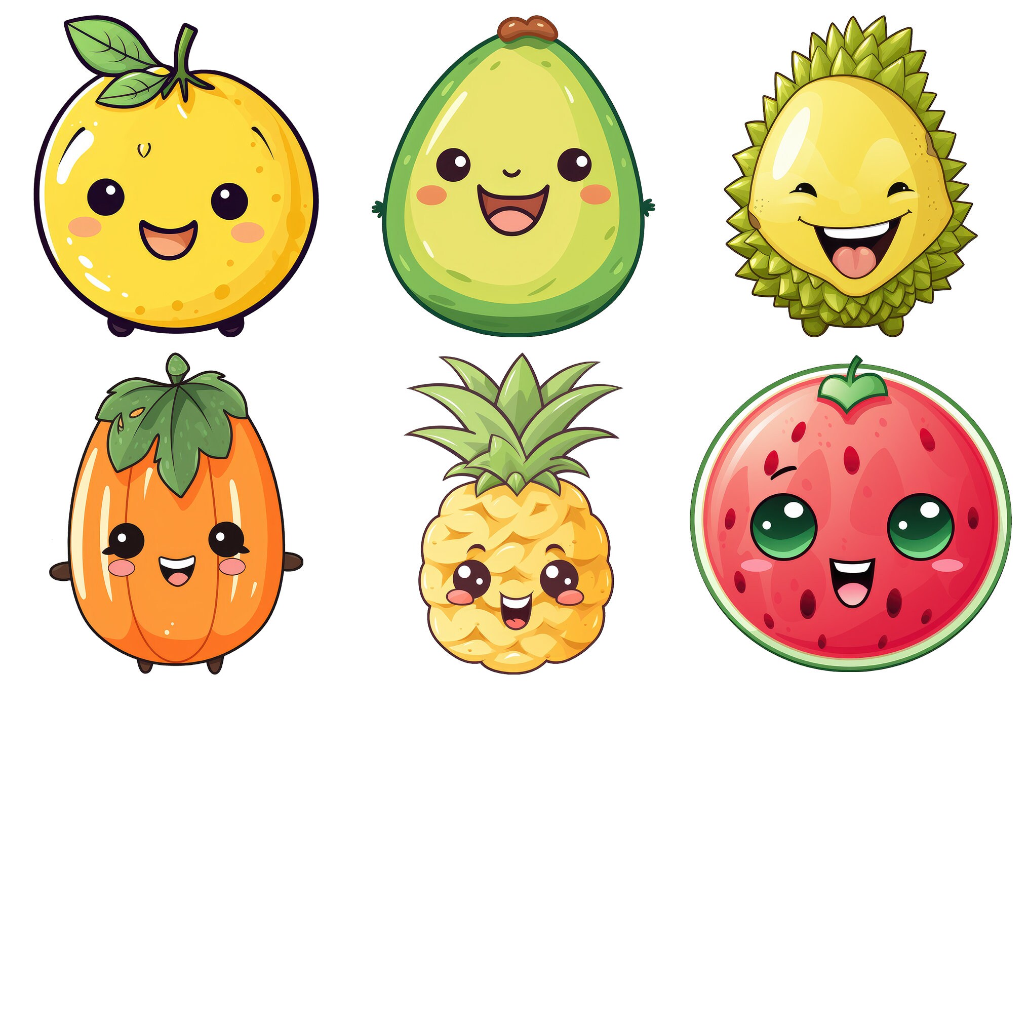 51 Cute Fruit Clipart Bundle Set PNG, Transparent, Digital, Printable ...