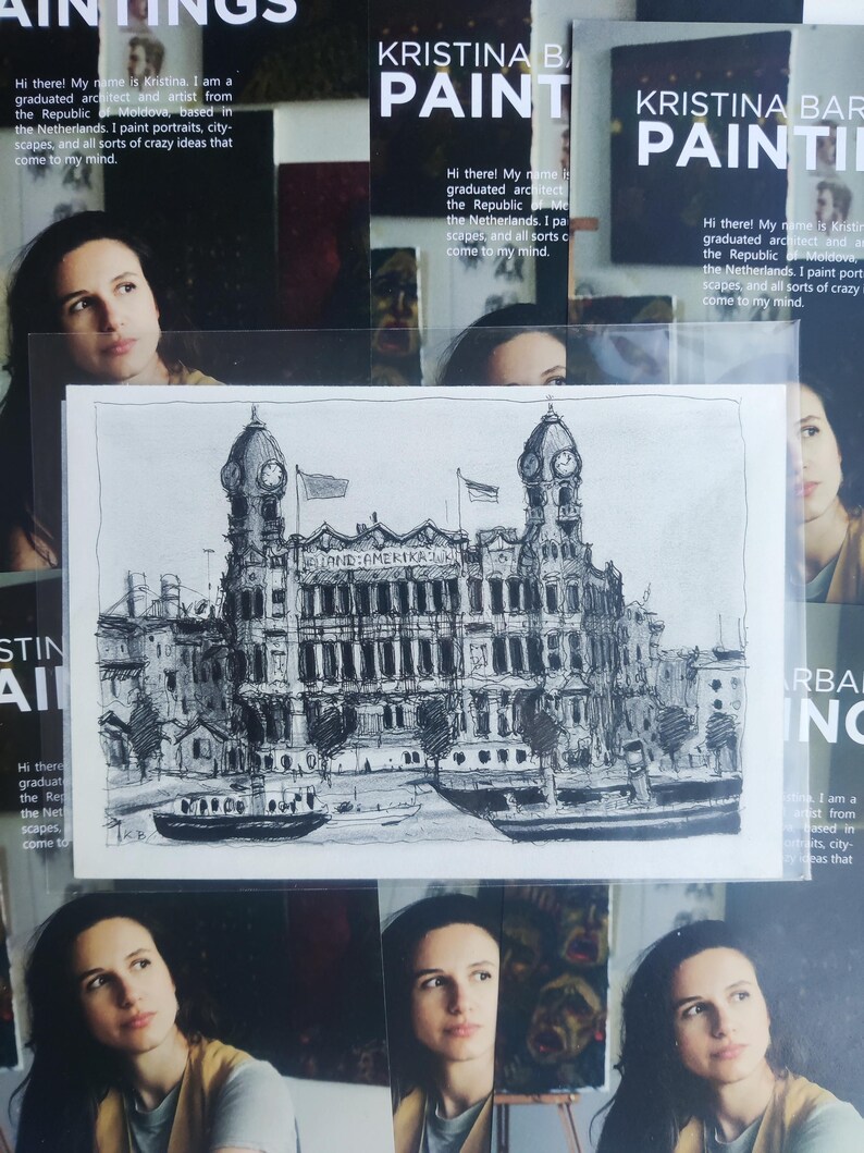 Original Drawing 'rotterdam New York Hotel' Unframed - Etsy