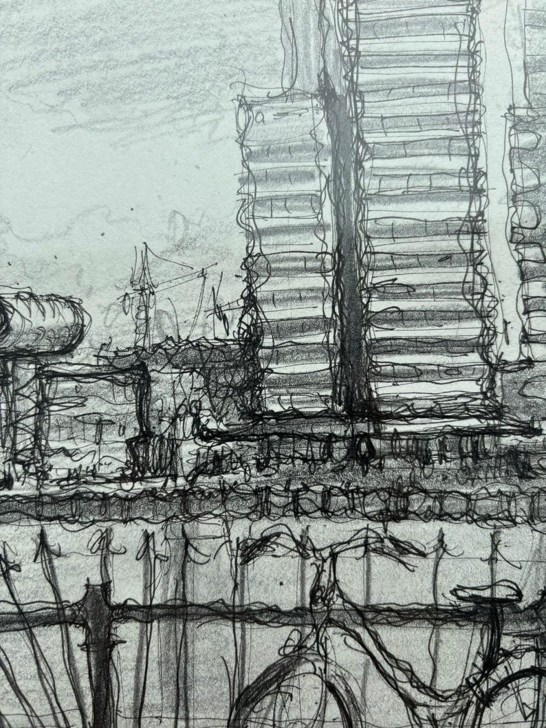 Original Drawing "rotterdam View" Unframed - Etsy