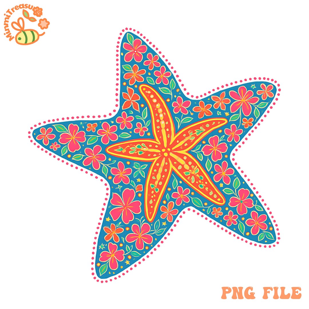 Starfish PNG Digital File, Preppy Coastal Beach Design, Neon Cute ...