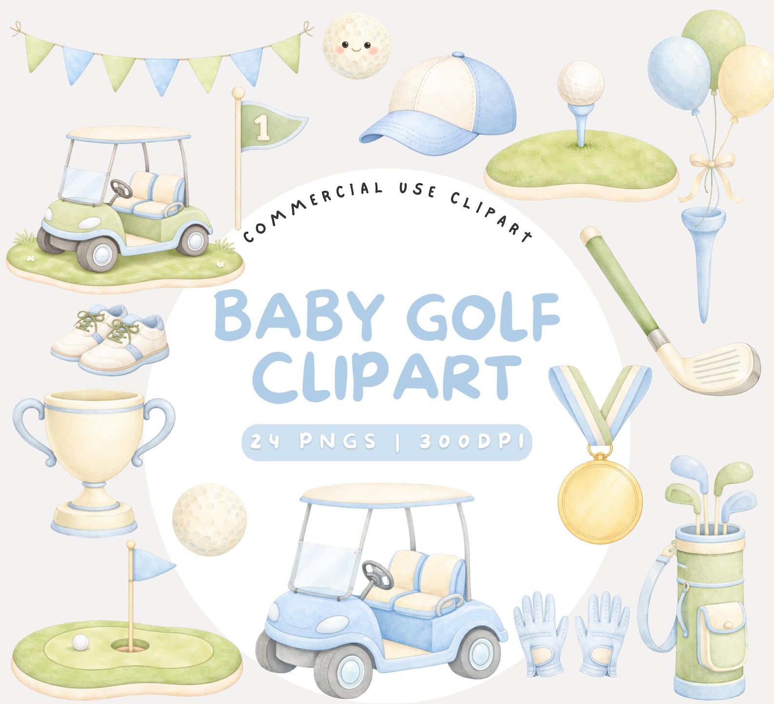 Watercolor Baby Golf Clipart Set, Golf Course PNG (digital Download) - Etsy