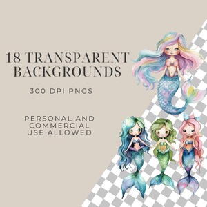 Watercolor Cute Mermaid Clipart Bundle, Mermaid Clipart, Under the Sea ...