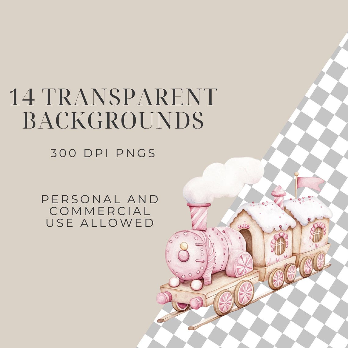 Watercolor Gingerbread Trains Clipart, Christmas Cookies Clipart ...