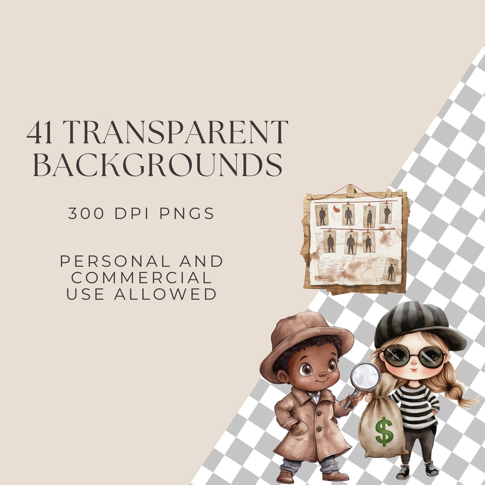 Cute Detective Clipart, Little Spy Clipart, Secret Agent, Mystery ...