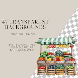Watercolor Farmers Market Clipart, Locally Grown Clipart, Fruit Clipart ...