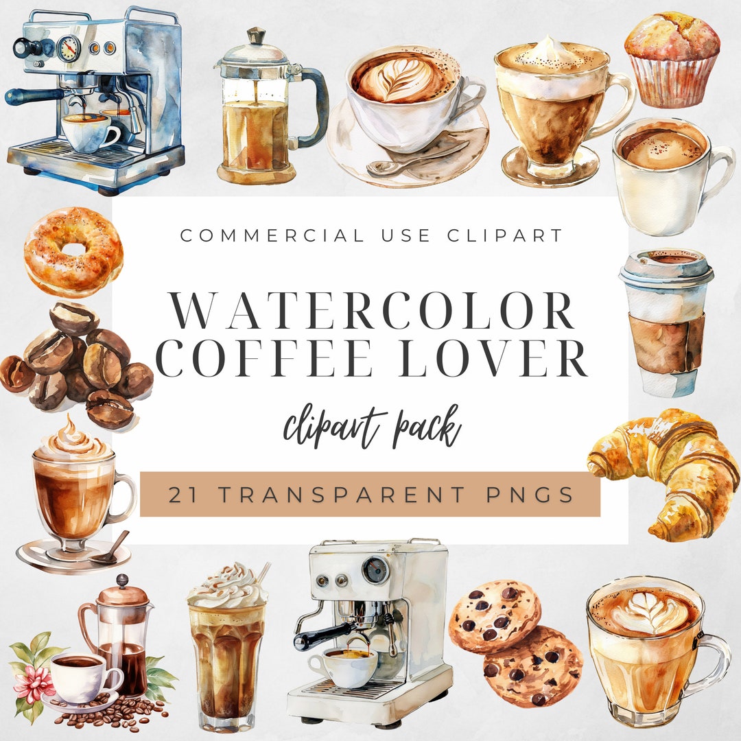 Watercolor Coffee Lover Clipart Bundle, Coffee Clipart, Coffee Beans ...