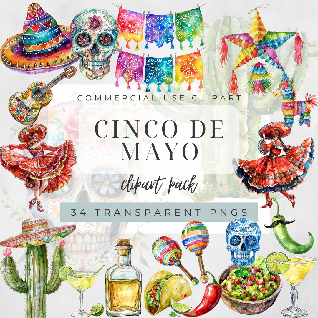 Watercolor Cinco De Mayo Clipart Bundle, Fiesta Clipart, Mexican ...