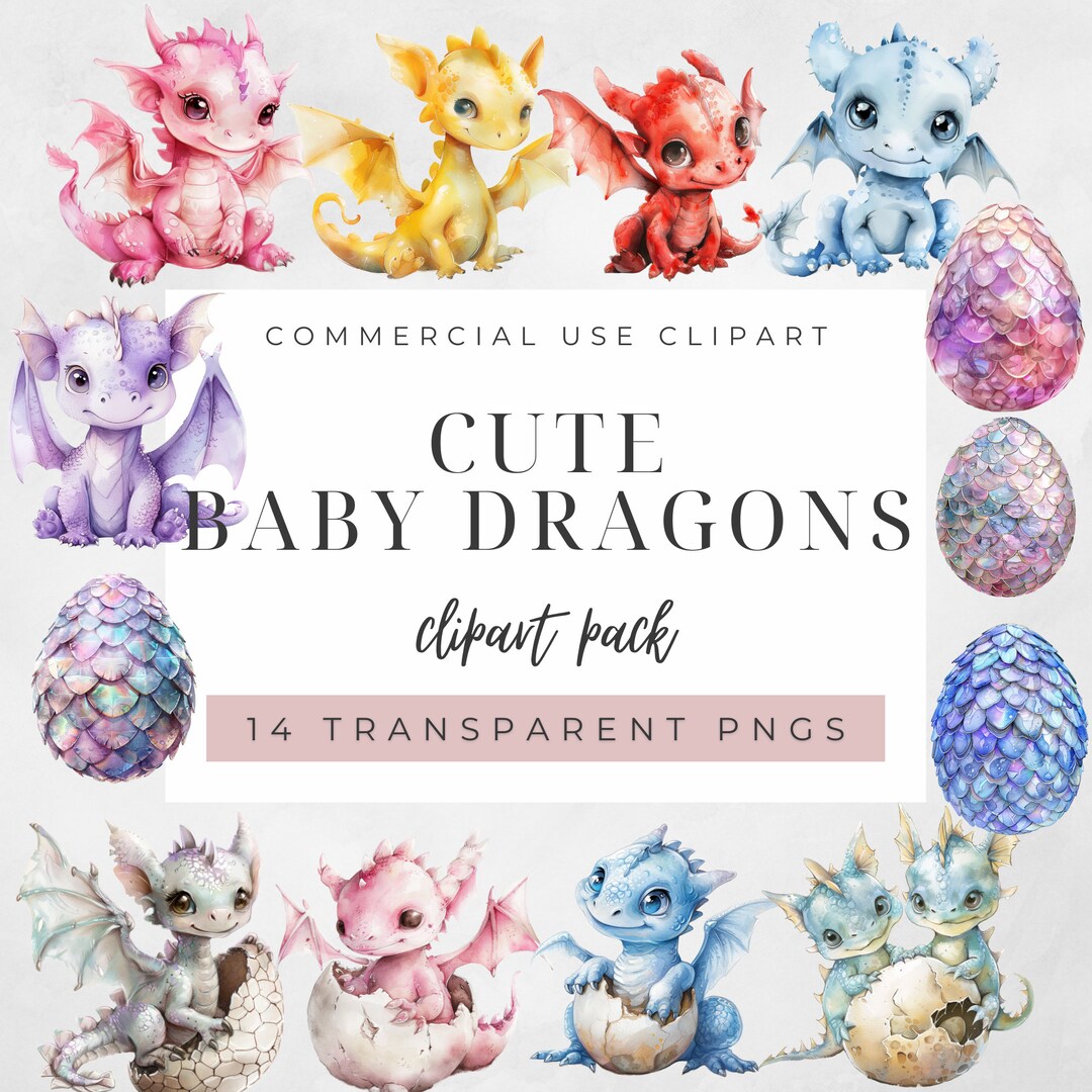 Watercolor Baby Dragons Clipart Bundle, Dragon Clipart, Dragon ...
