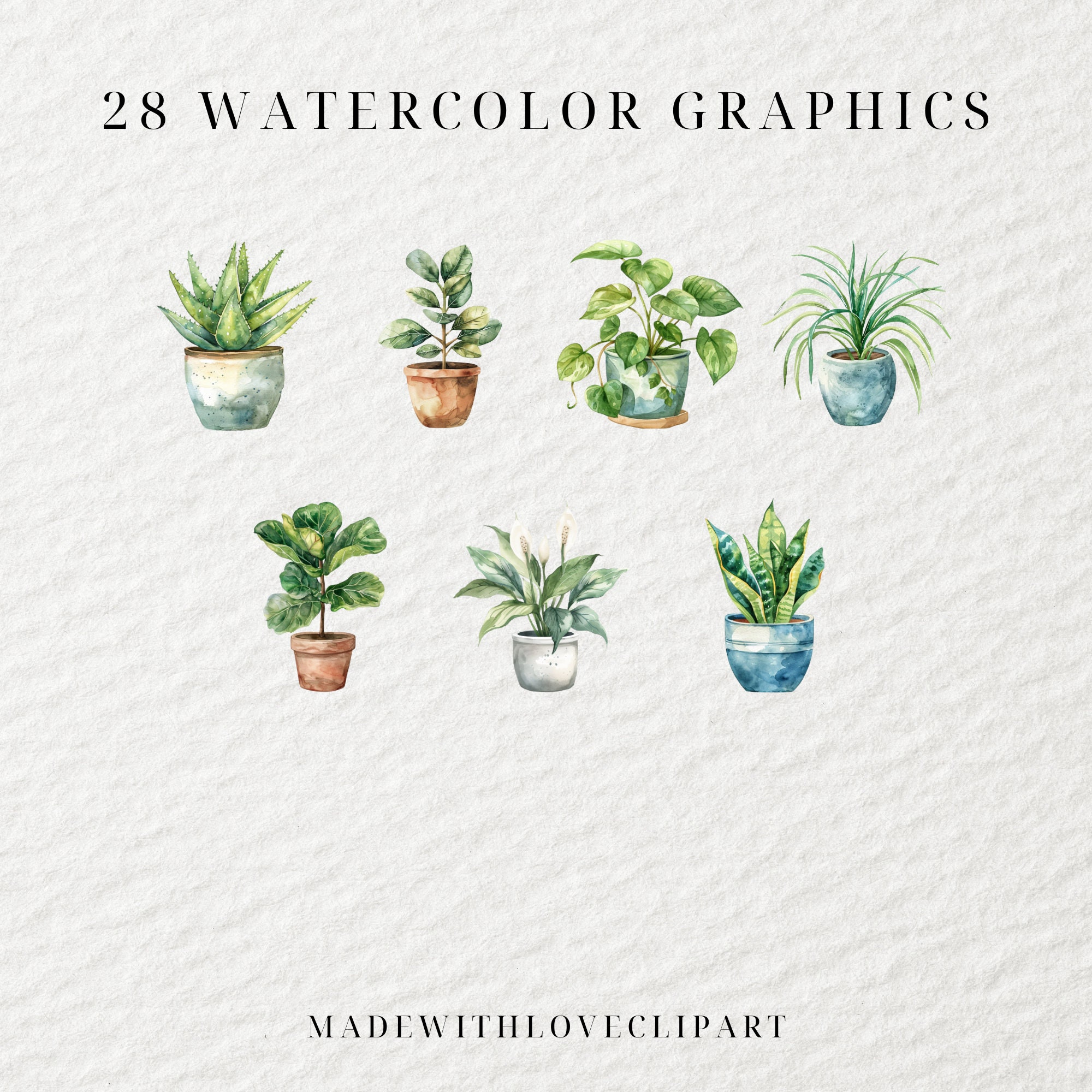 Watercolor House Plants Clipart, Indoor Plants Clipart, Potted Plants ...