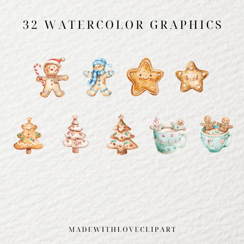Watercolor Gingerbread Clipart, Gingerbread House, Gingerbread Man ...