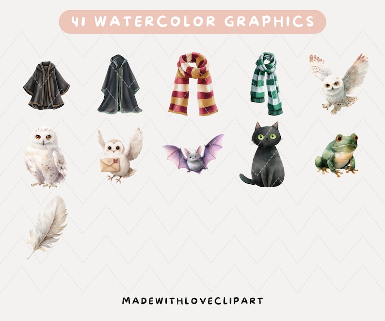 Watercolor Wizard School Clipart, Magic School Clipart, Wizard Academy ...