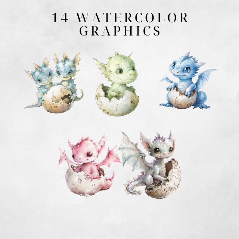 Watercolor Baby Dragons Clipart Bundle, Dragon Clipart, Dragon ...
