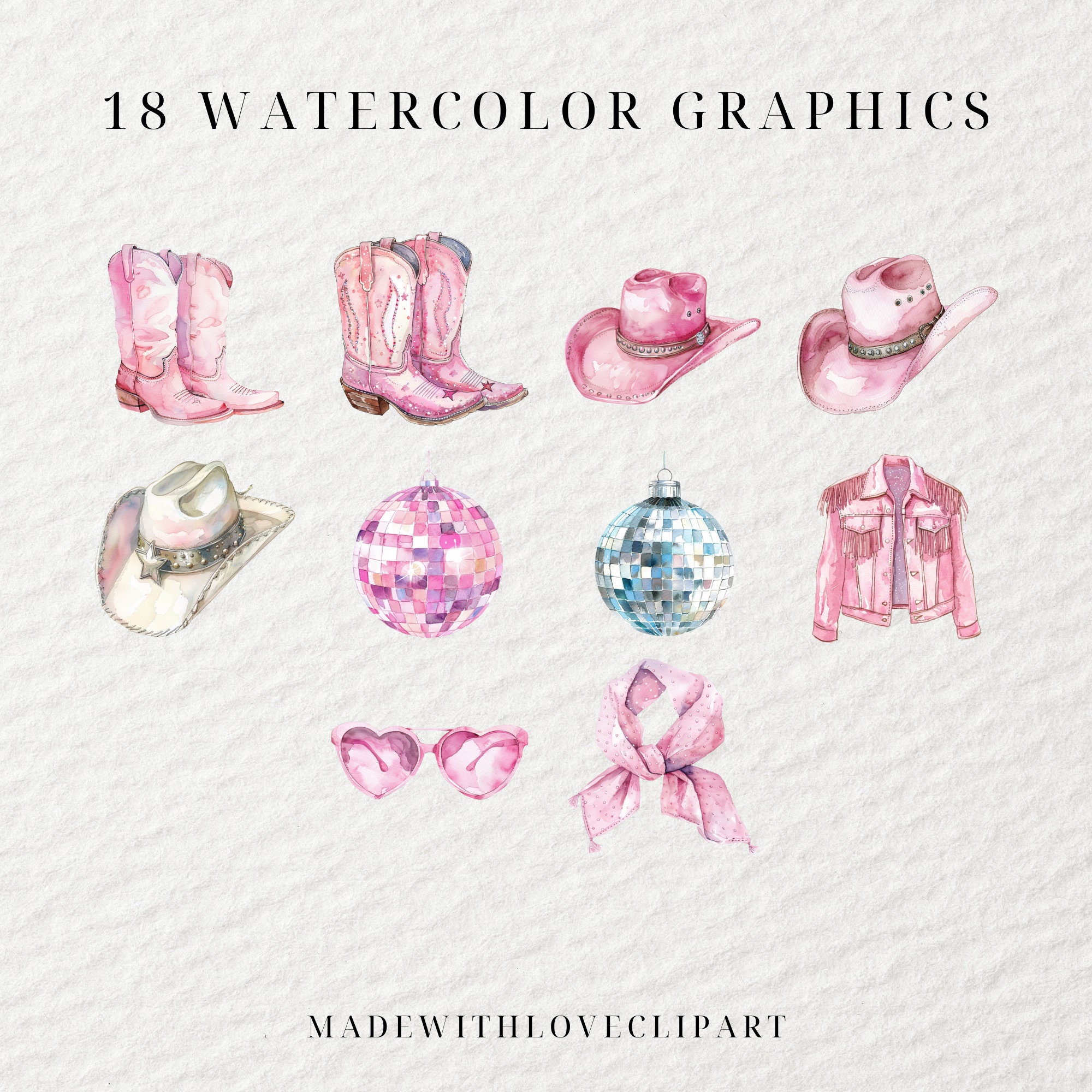 Watercolor Disco Cowgirl Clipart, Disco Clipart, Coastal Cowgirl ...