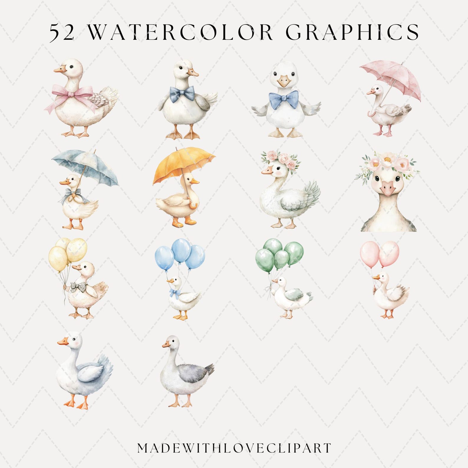 Watercolor Silly Goose Clipart, Spring Vintage Clipart, Cute Goose ...