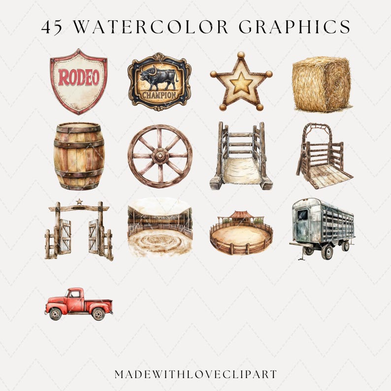 Watercolor Rodeo Clipart, Little Cowboy Clipart Bundle, Cute Cowboy ...